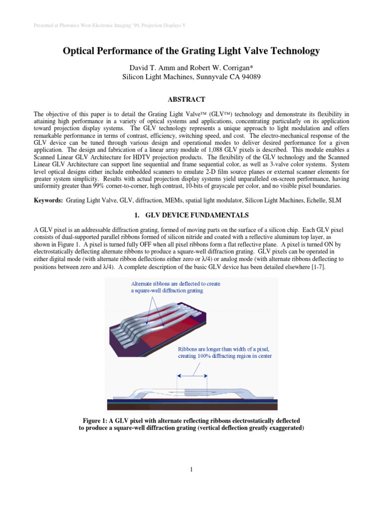 Optical Performance of The Grating Light Valve Technology | PDF | Image ...