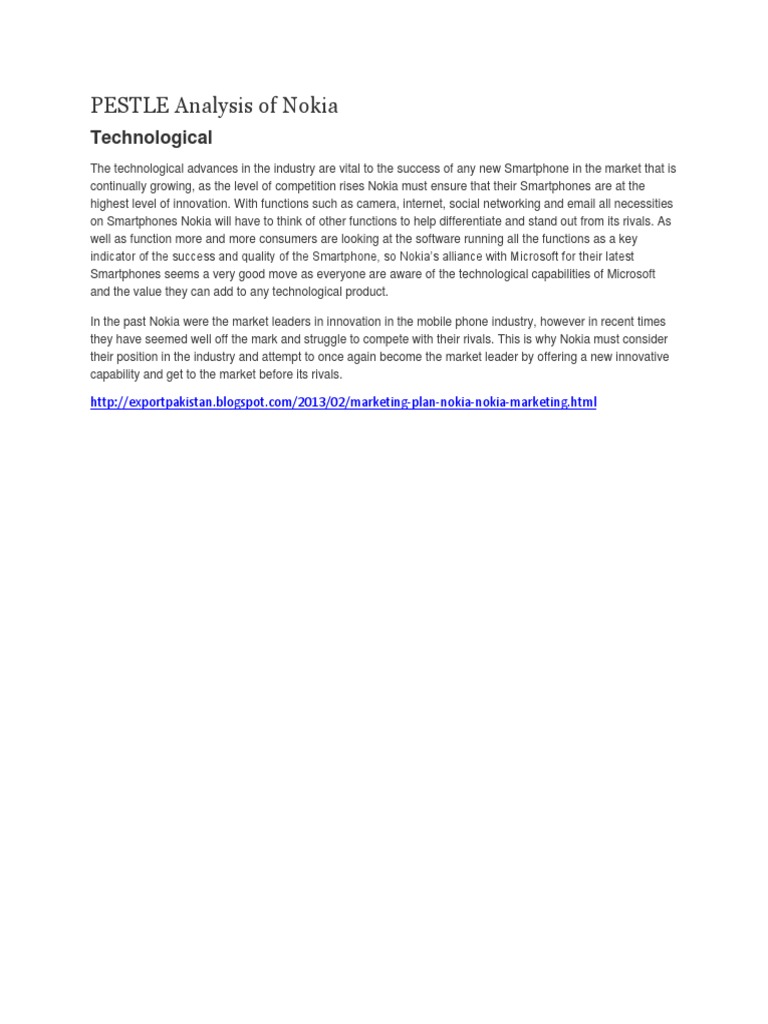 PESTLE Analysis of Nokia | PDF