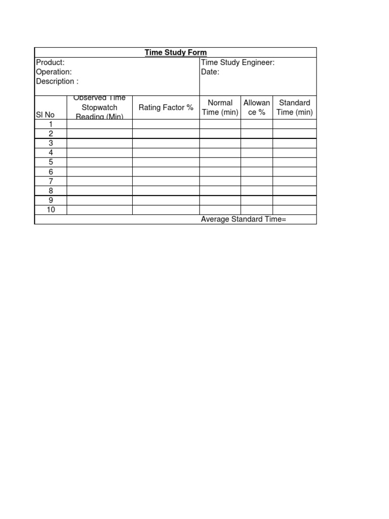 Time Study Form | PDF