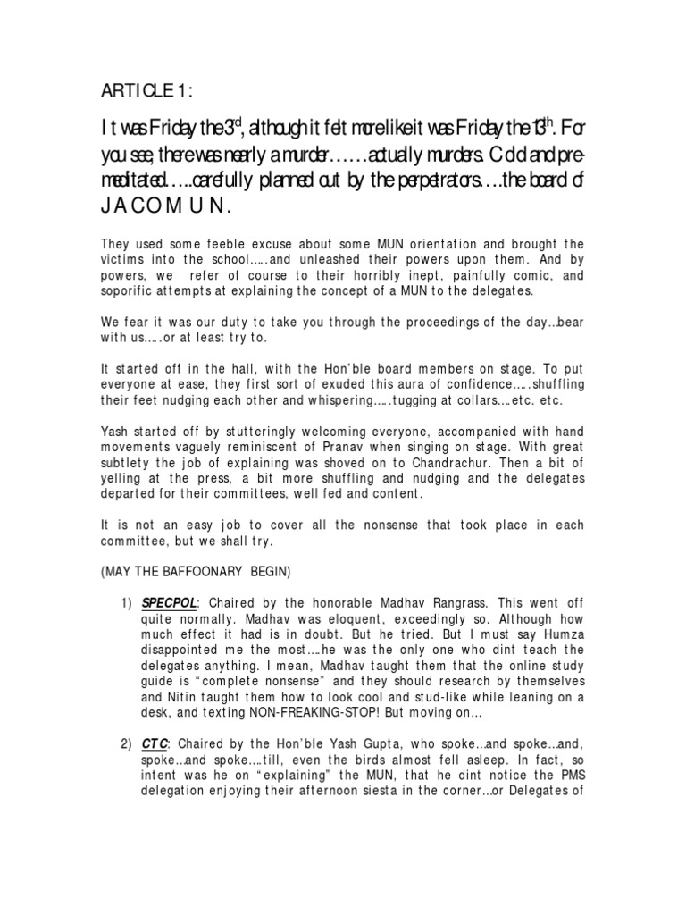 Press Article-JacoMUN | PDF