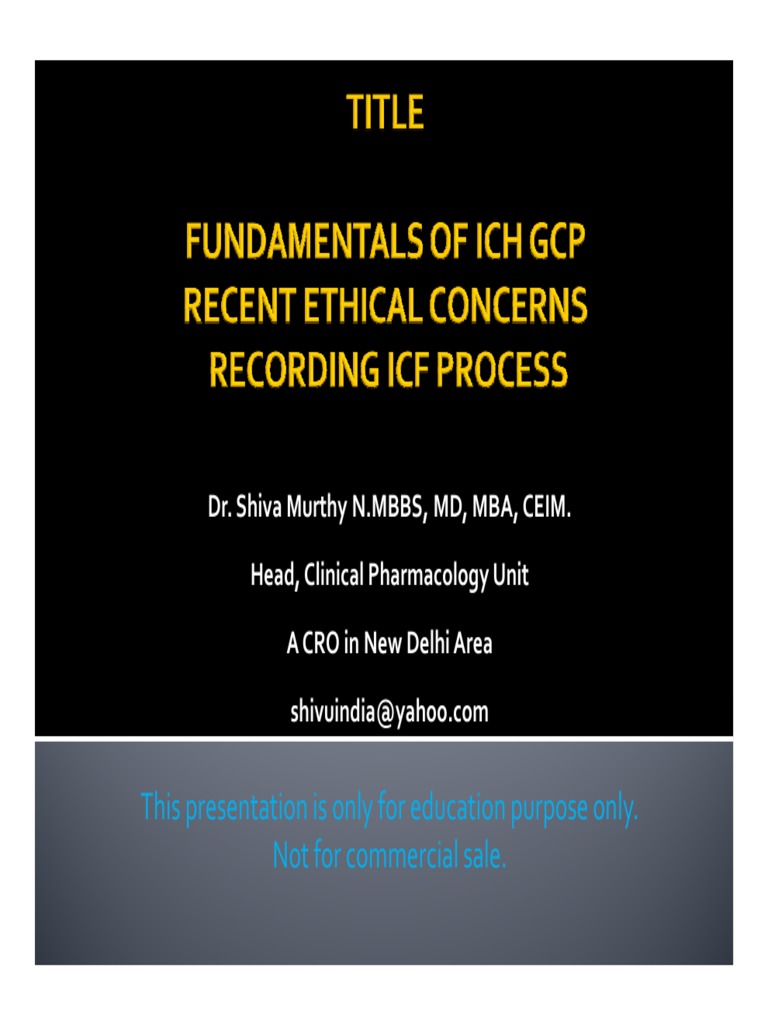ICH GCP Principles, Recent DCGI recommendations and ICF Process - Video ...