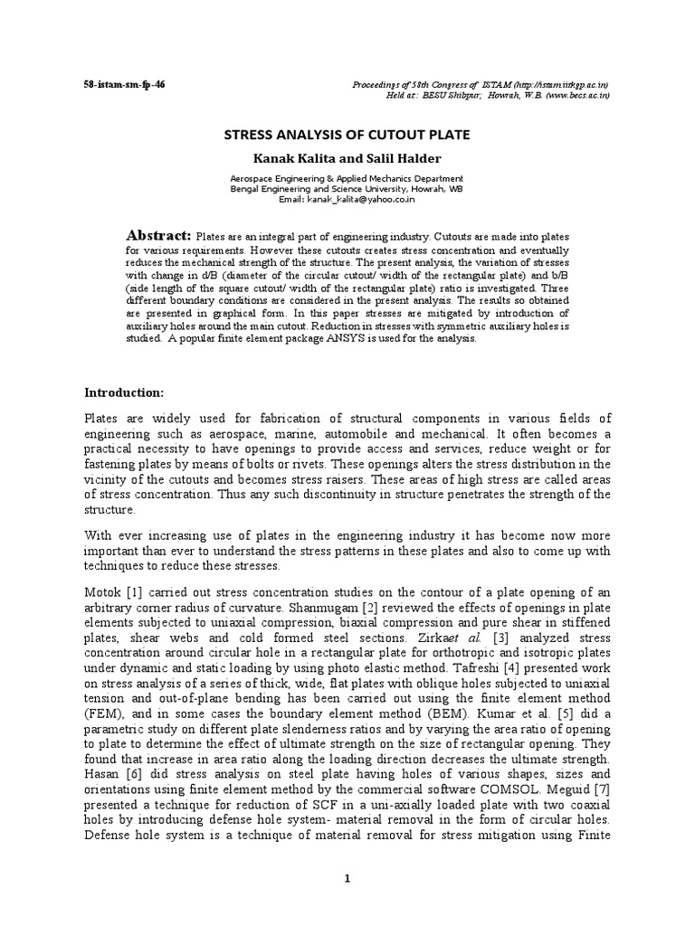 Stress Analysis of Cutout Plate | PDF | Stress–Strain Analysis | Stress ...