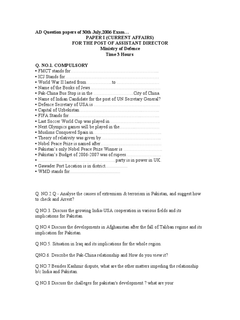 AD Question Papers of 30th July | PDF | Violence