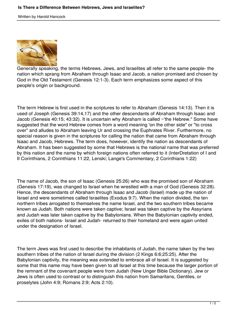 Is There a Difference Between Hebrews Jews and Israelites | Israelites ...