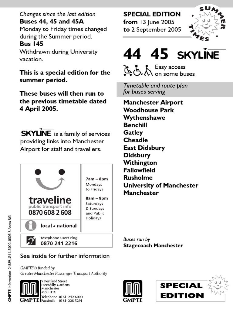 GMPTE Manchester Bus 44 45 Timetable | PDF | Manchester | Bus