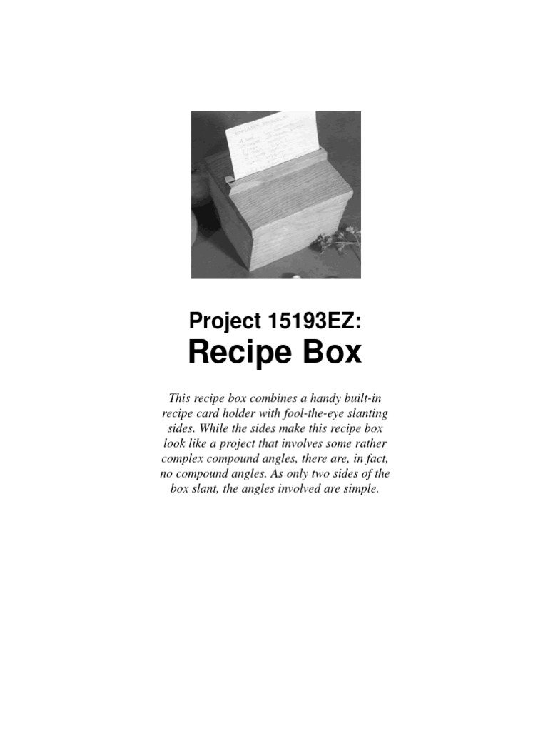 Recipe Box: Project 15193EZ | PDF | Woodworking | Crafts
