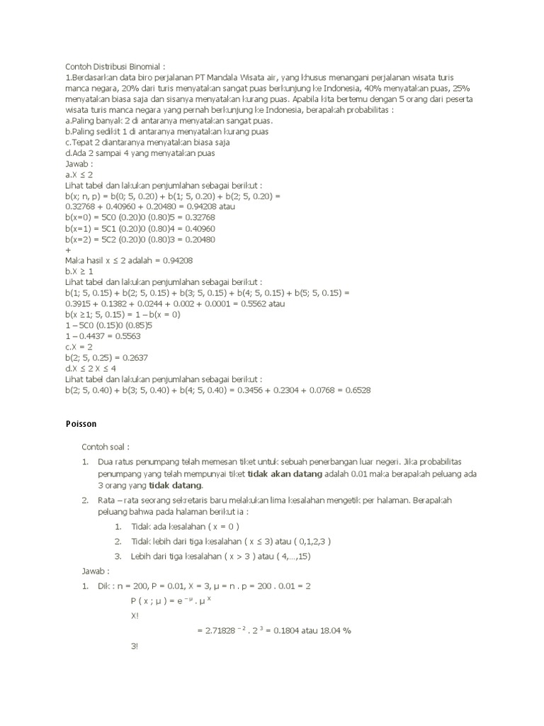Contoh Distribusi Binomial | PDF | Metode & Bahan Ajar