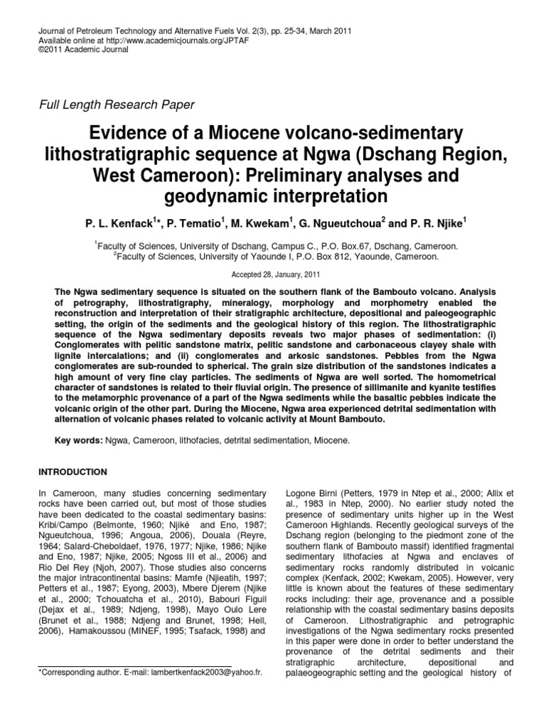 Kenfack Et Al PDF | PDF | Sedimentary Rock | Clastic Rock
