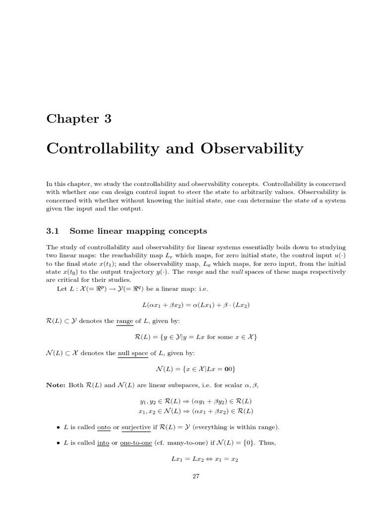 Chapter 3 Controllability Observability | PDF