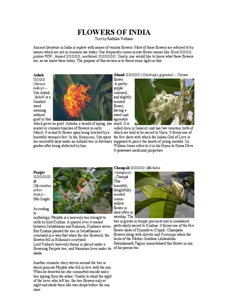 Flowers of India | PDF | Devi | Sita