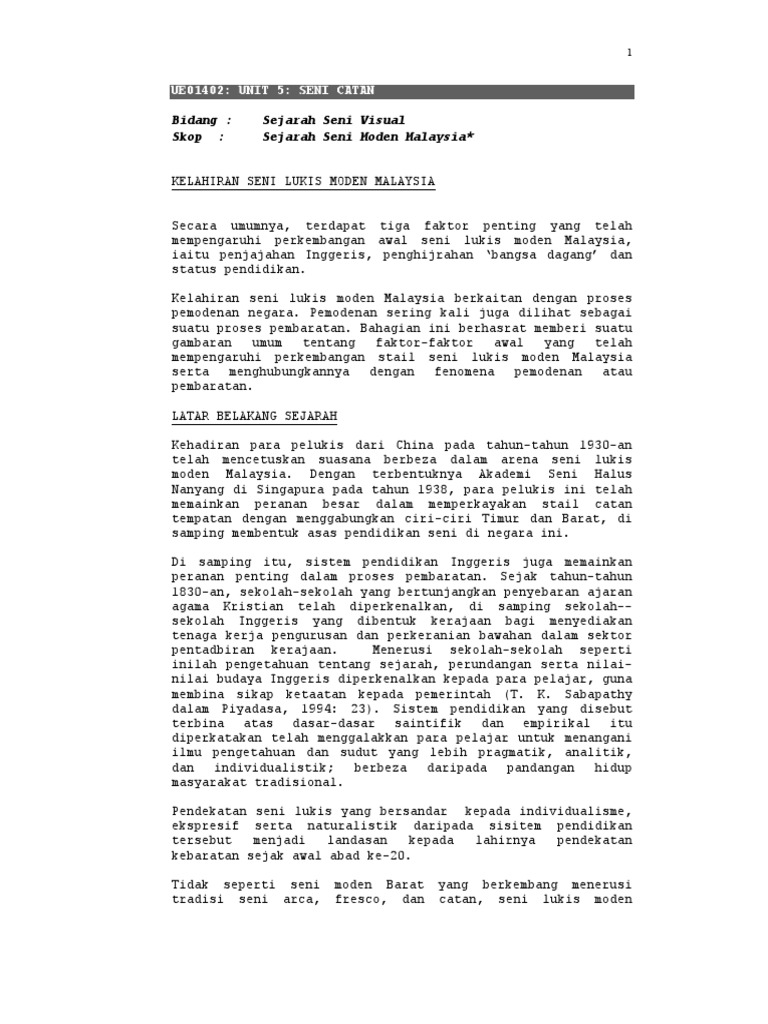 Ue01402 Seni Moden Malaysia | PDF