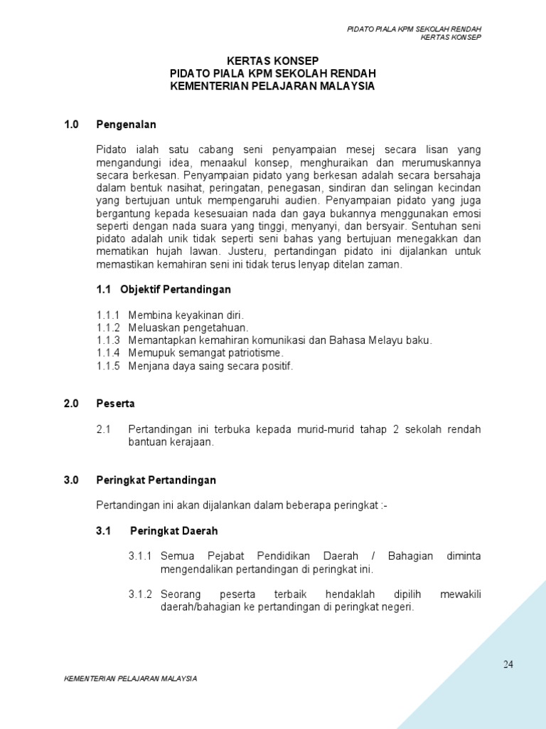 Kertas Konsep Pidato Rendah KPM | PDF