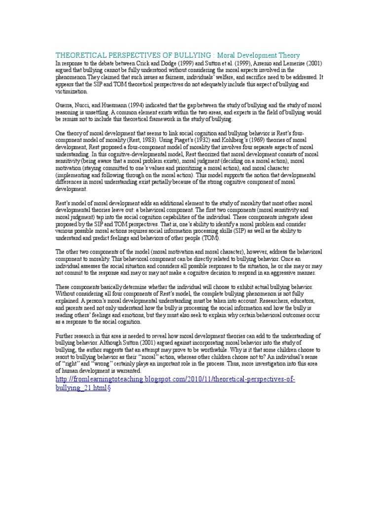 Theoretical Perspectives of Bullying | PDF | Morality | Bullying