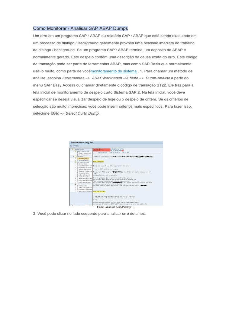 Como Analisar Dumps ABAP no SAP | PDF
