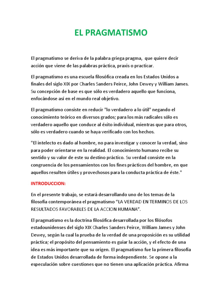 El Pragmatismo | PDF | Pragmatismo | Verdad