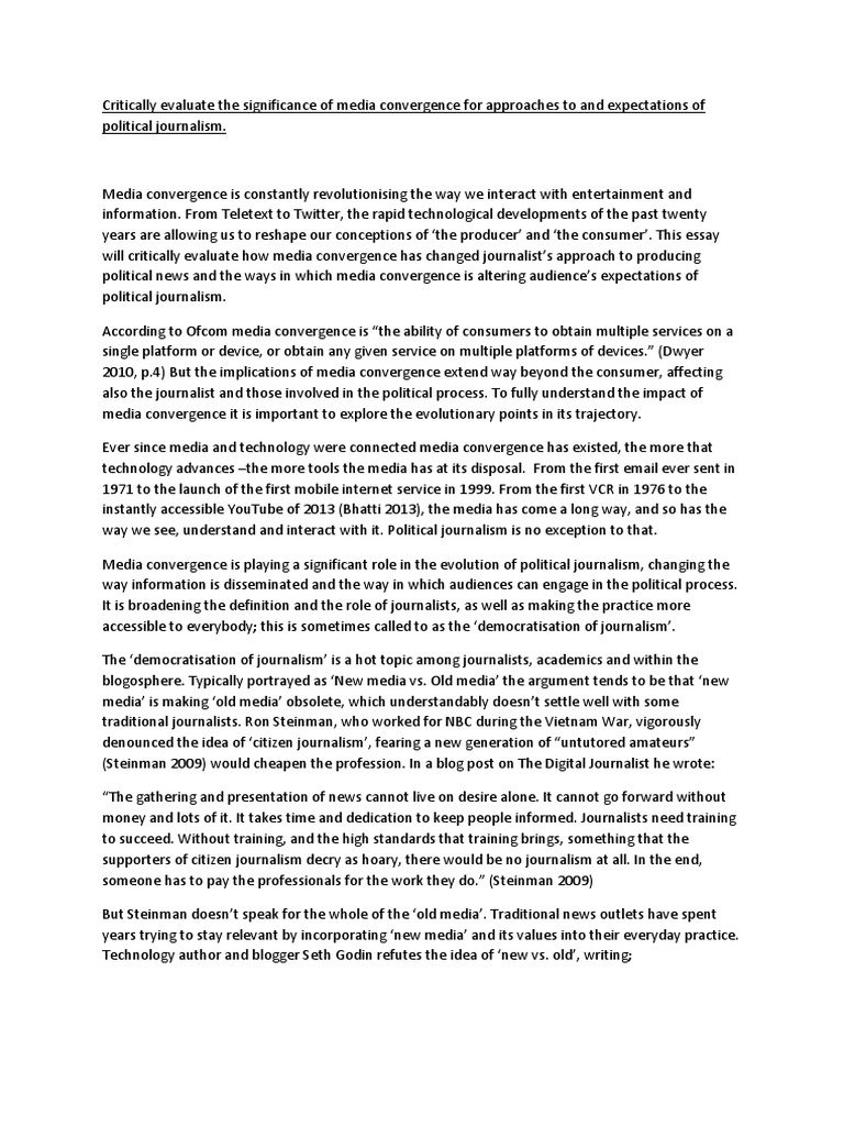 Media Convergence and Political Journalism | PDF | Technological ...