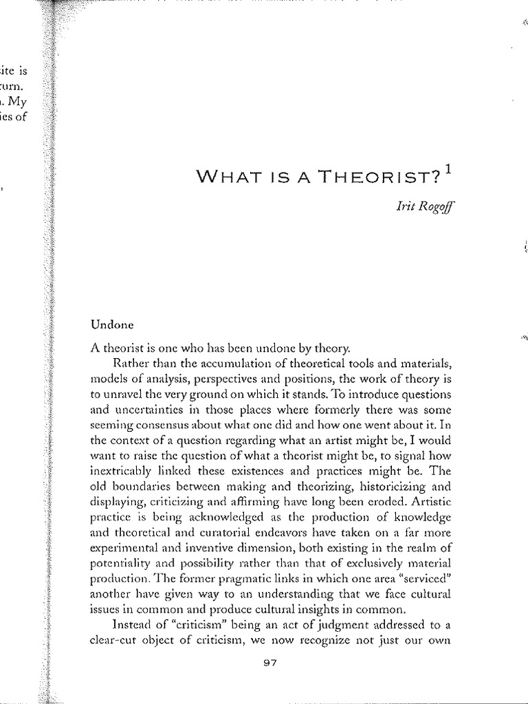 What Is A Theorist by Irit Rogoff | PDF | Foreign Language Studies | Home & Garden