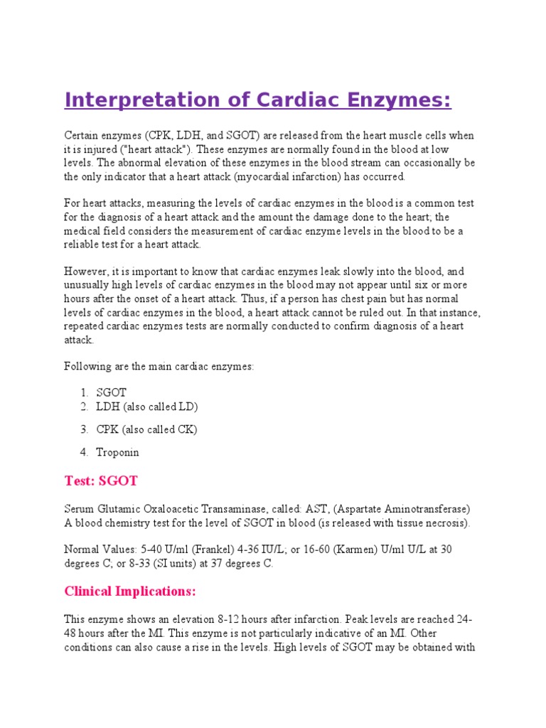 Interpretation of Cardiac Enzymes: An In-Depth Review of the Clinical ...
