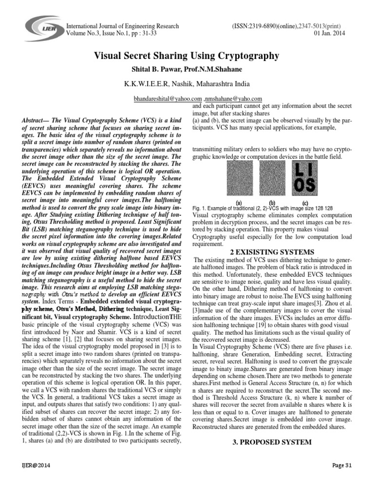 Visual Secret Sharing Using Cryptography: K.K.W.I.E.E.R, Nashik ...