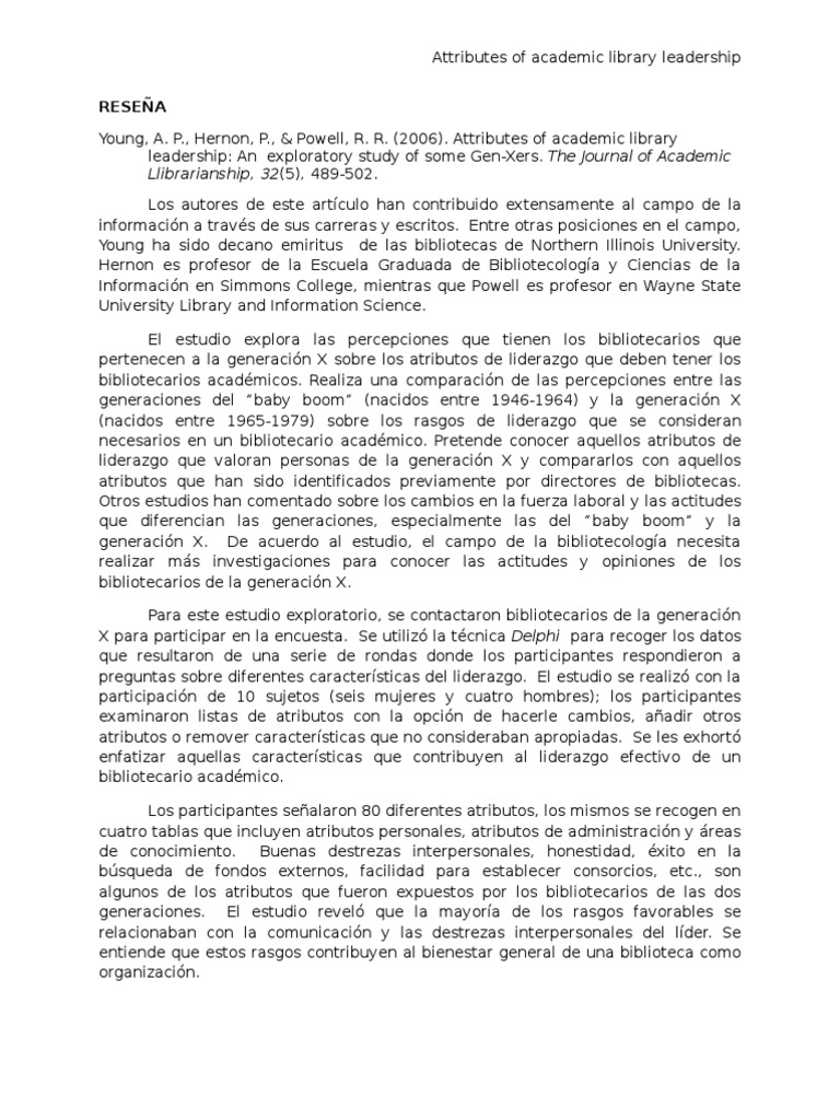 Reseña Articulo Sobre Liderazgo | PDF