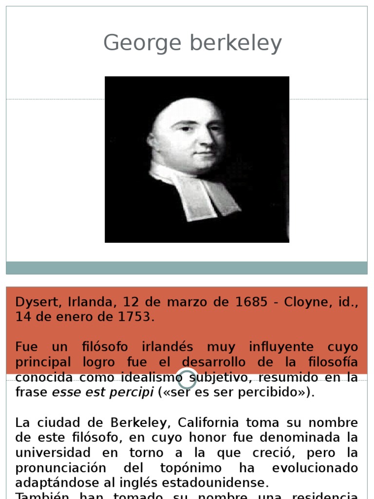 George Berkeley | PDF | Movimientos filosóficos | Filosofía occidental