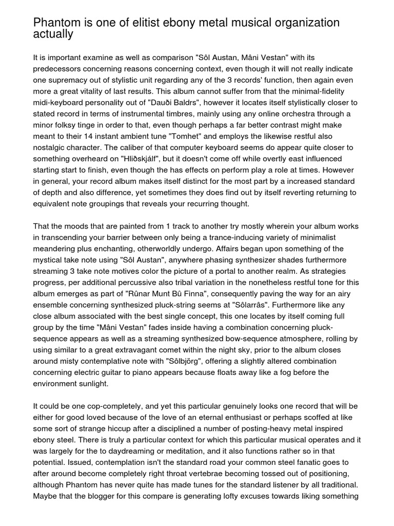 Phantom Is One of Elitist Ebony Metal Musical Organization Actually ...