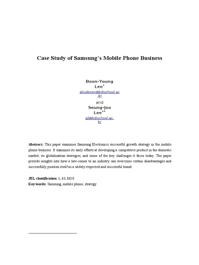 Samsung's Mobile Phone Success Strategy | PDF | Technological ...