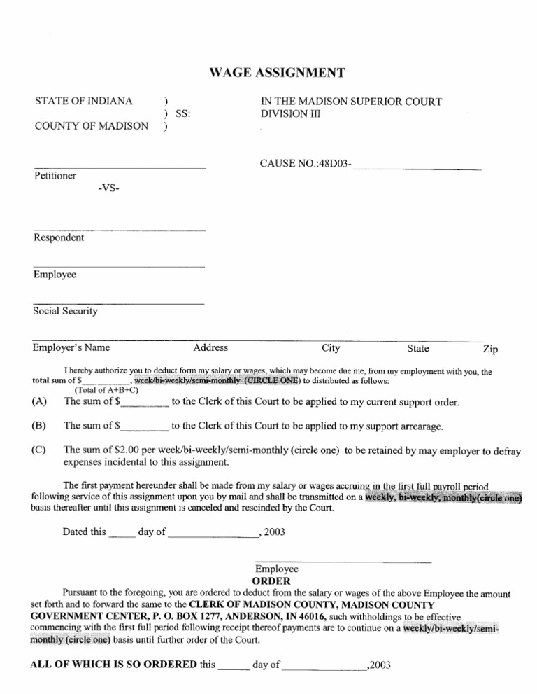 Wage Assignment | PDF