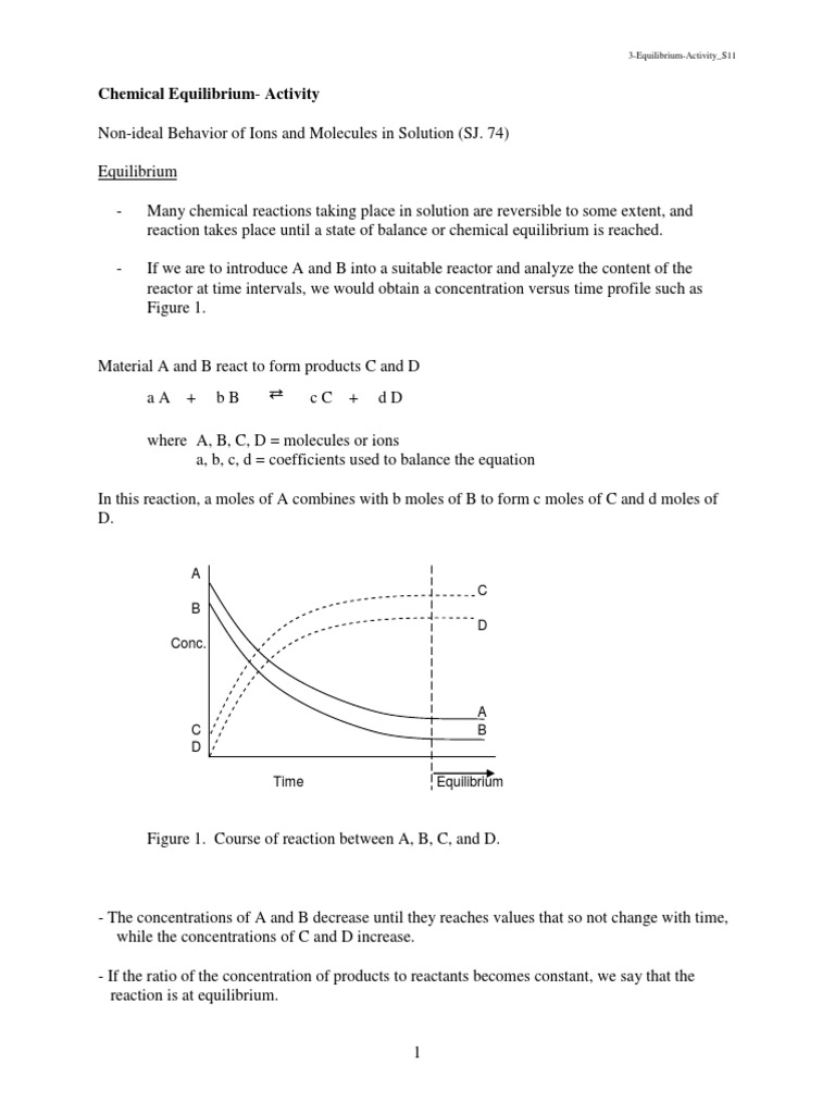 Chemical Equilibrium and Activity | PDF | Chemical Equilibrium ...