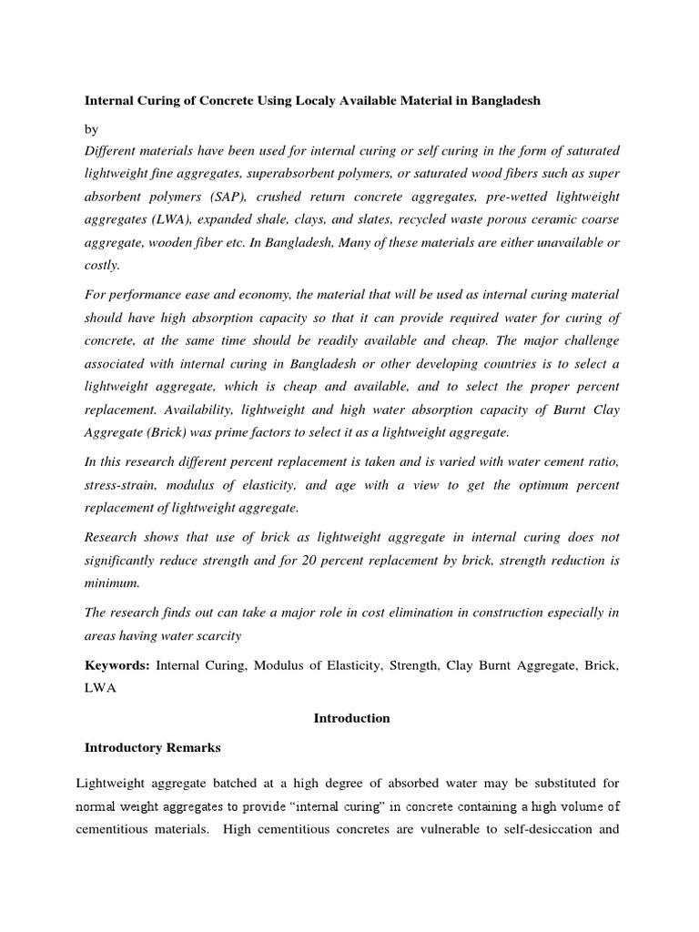 Internal Curing | PDF | Porosity | Construction Aggregate