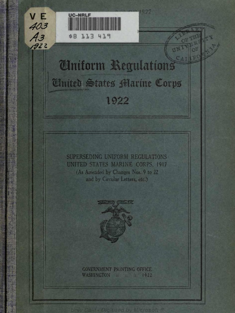(1922) U.S.M.C. Uniforms Regulations | PDF | Officer (Armed Forces ...