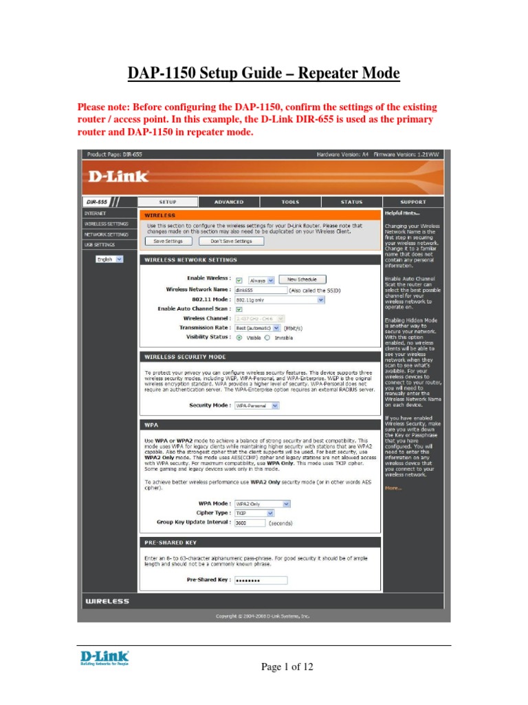 DAP-1150 Repeater Guide | PDF | Wireless Access Point | Ip Address