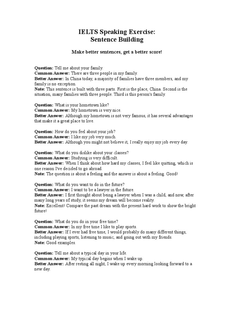 IELTS Speaking Exercise | PDF | Linguistics | Semiotics