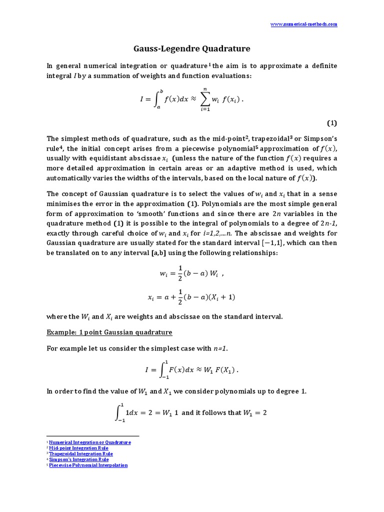 Gaussian Quadrature | PDF | Integral | Numerical Analysis