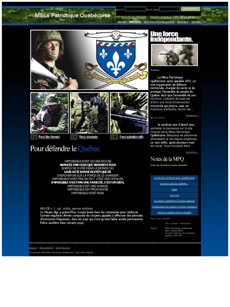 Milice Patriotique Québécoise - Une Force Indépendante | PDF | Québec ...