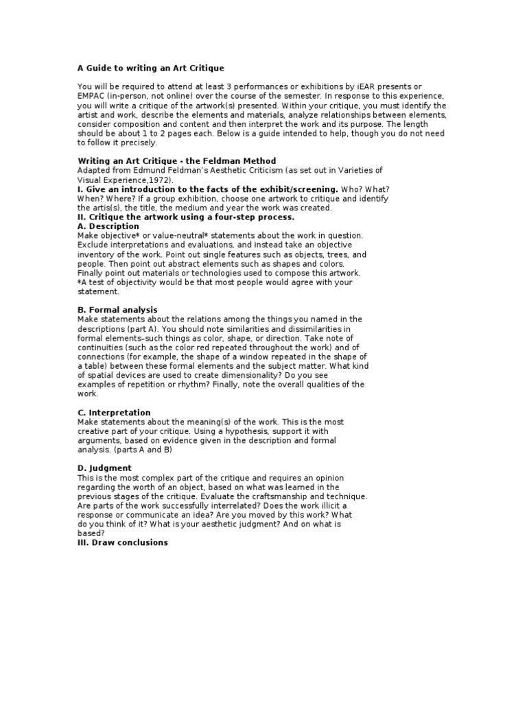 A Guide To Writing An Art Critique | PDF | Cognition | Cognitive Science