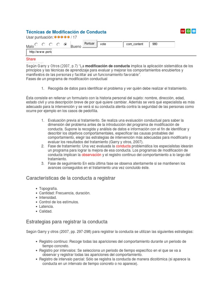 Estrategias para Modificación de Conducta | PDF