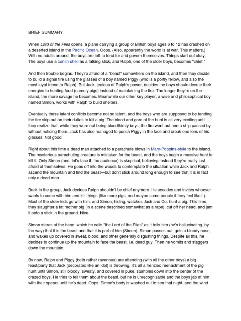 Analysis Lord of The Flies | PDF | Nature