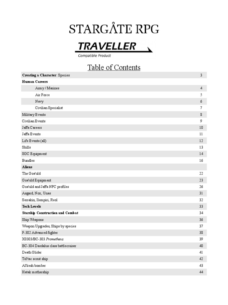 Stargate RPG Character Guide | PDF | Firearms | Projectile Weapons