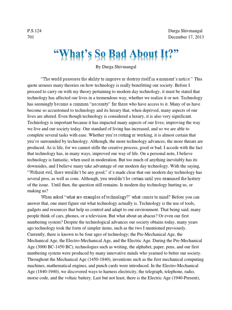 Pros and Cons of Modern Technology | PDF | Obesity | Creativity