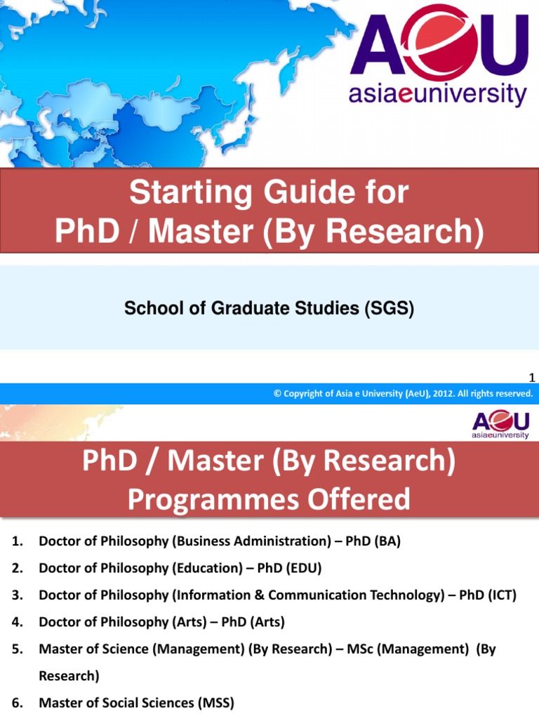 Starting Guide For PHD & Master (By Research) 171012 | PDF | Thesis ...