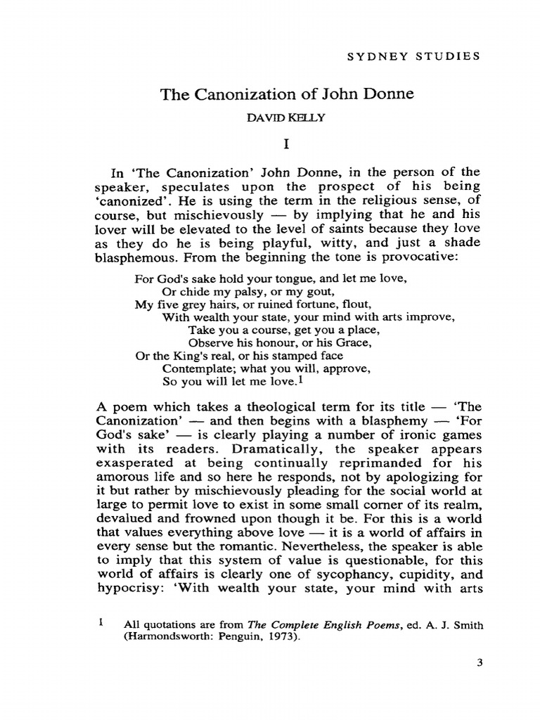 Canonization - Donne Analysis 2 | PDF | T. S. Eliot | Poetry