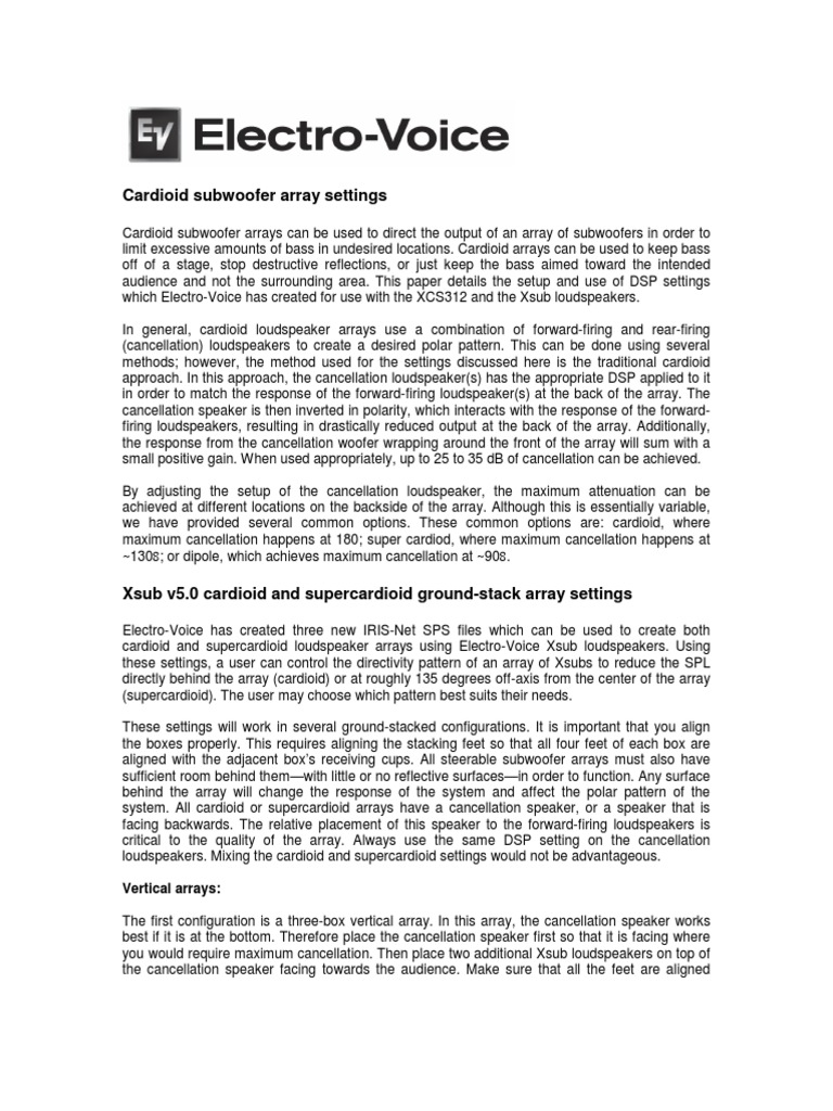 Cardioid Subwoofer Setup Guide | PDF | Loudspeaker | Microphone