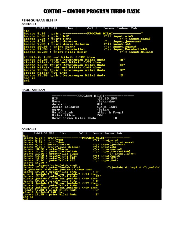 Contoh-Contoh Program Turbo Basic | PDF