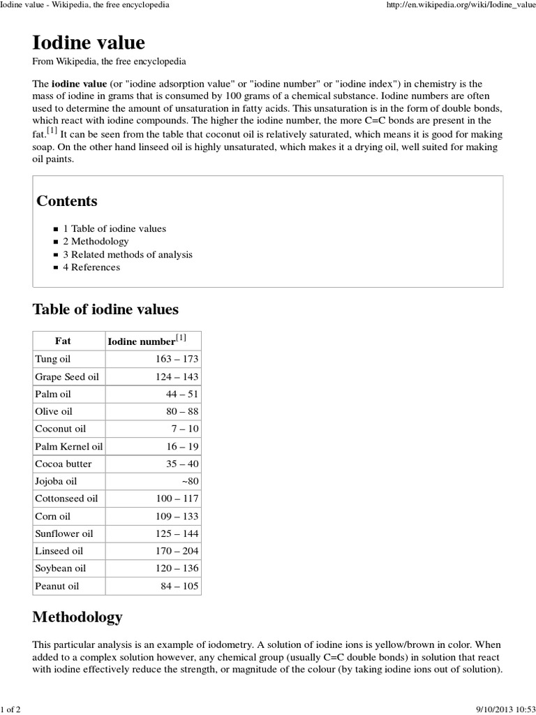 Iodine Value | PDF | Chemical Substances | Chemical Compounds