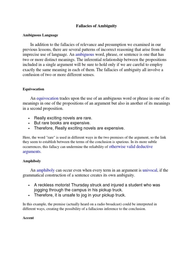 Ambiguity Fallacy Examples