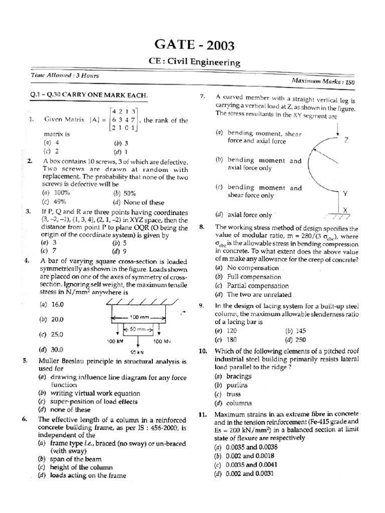 GATE CE 2003 Question Paper | PDF | Language Arts & Discipline ...