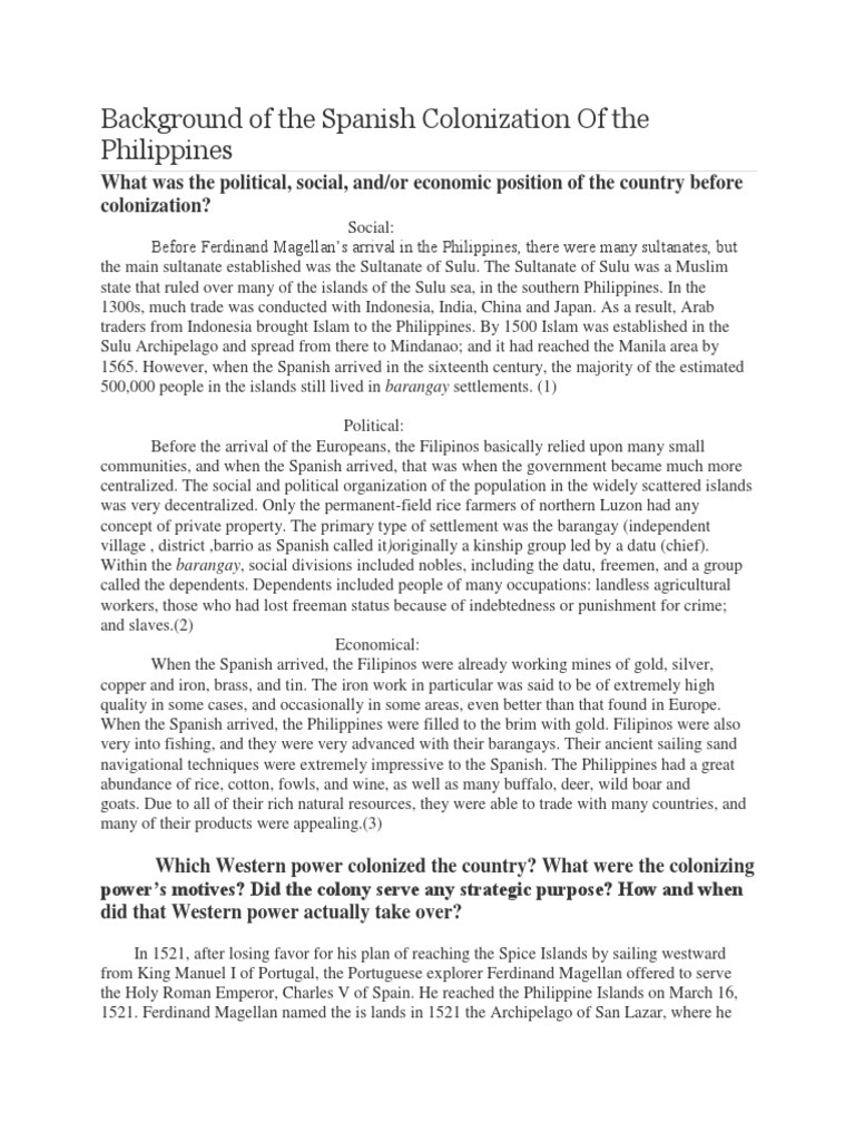 Background of The Spanish Colonization of The Philippines Via Http ...