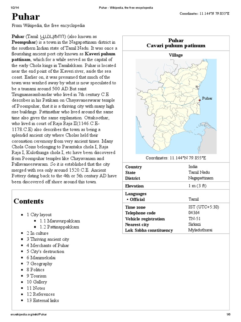 Puhar - Wikipedia, The Free Encyclopedia | PDF | Tamils | South India