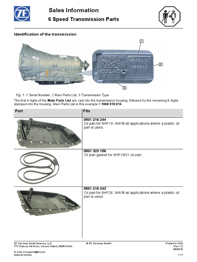 22 ZF 6 Speed Transmission Parts EN PDF | PDF | Transmission (Mechanics ...